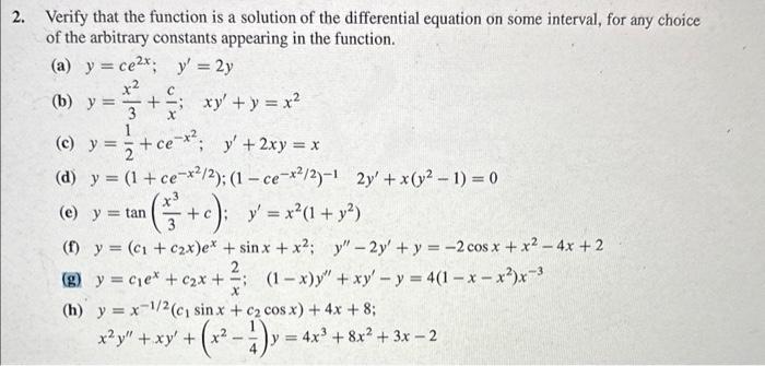 Solved Verify that the function is a solution of the | Chegg.com