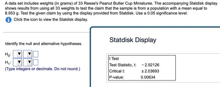 Solved A data set includes weights (in grams) of 33 Reese's | Chegg.com