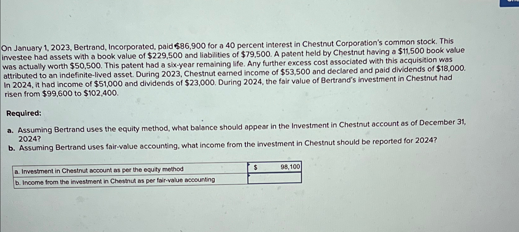 Solved On January 1, 2023, ﻿Bertrand, Incorporated, paid | Chegg.com