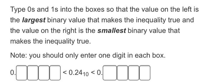 Solved Type Os and 1s into the boxes so that the value on | Chegg.com