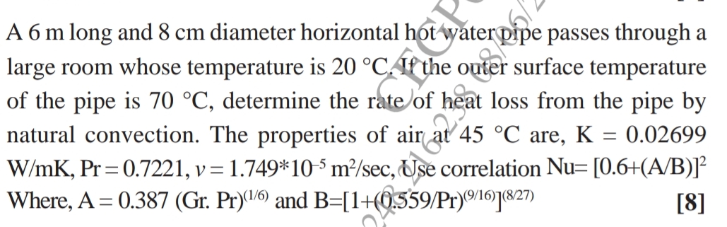 Solved by an EXPERT A 6 ﻿m long and 8 ﻿cm diameter horizontal hot 4 | Chegg.com