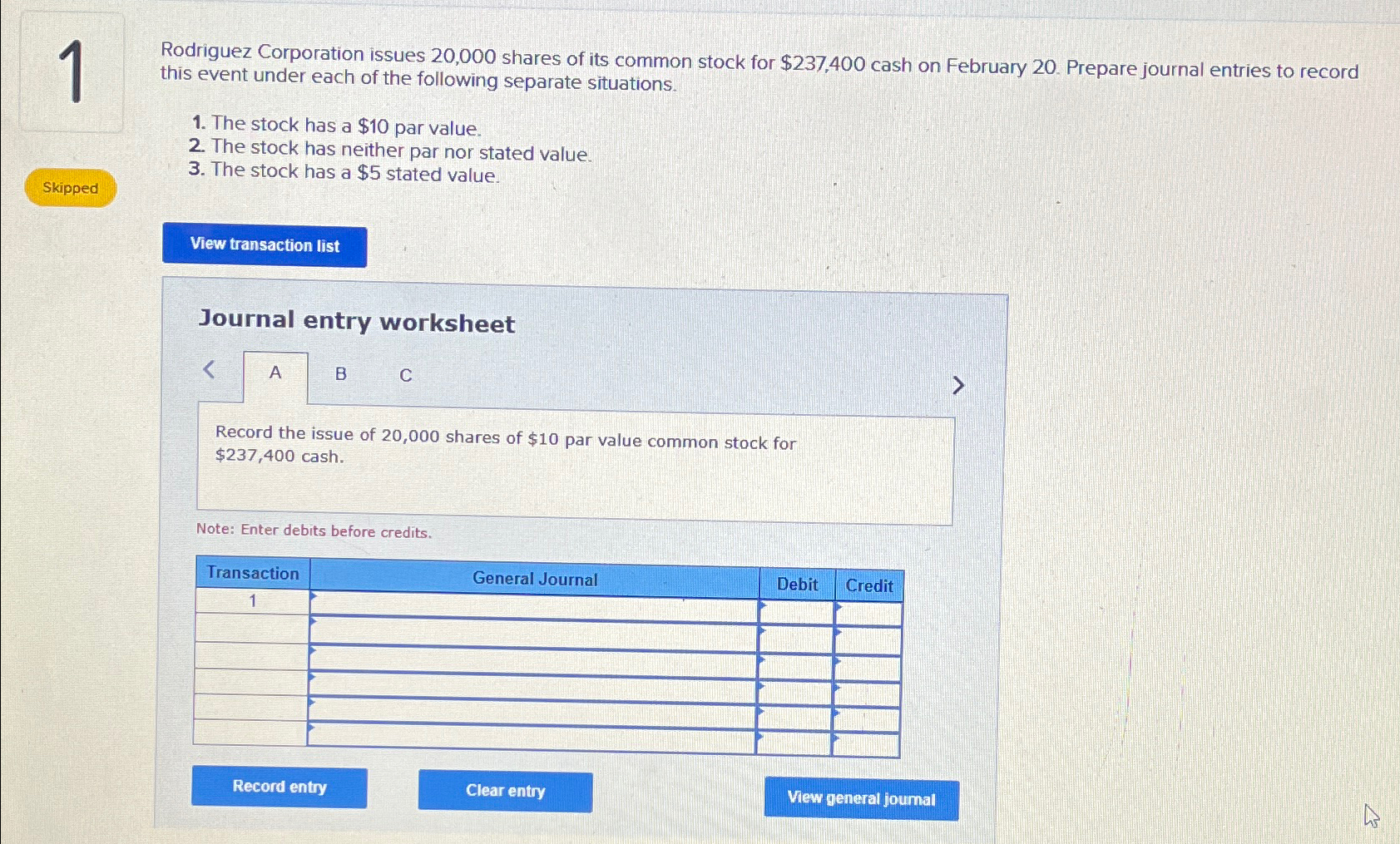 Solved 1Rodriguez Corporation issues 20,000 ﻿shares of its | Chegg.com