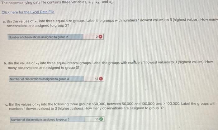 Solved The accompanying data file contains three variables, | Chegg.com