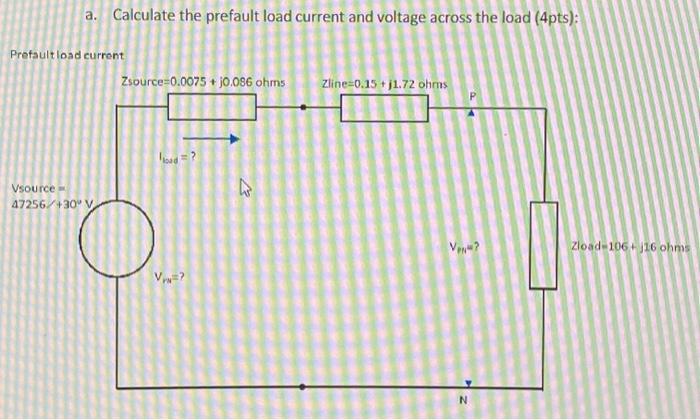 Solved a. Calculate the prefault load current and voltage | Chegg.com