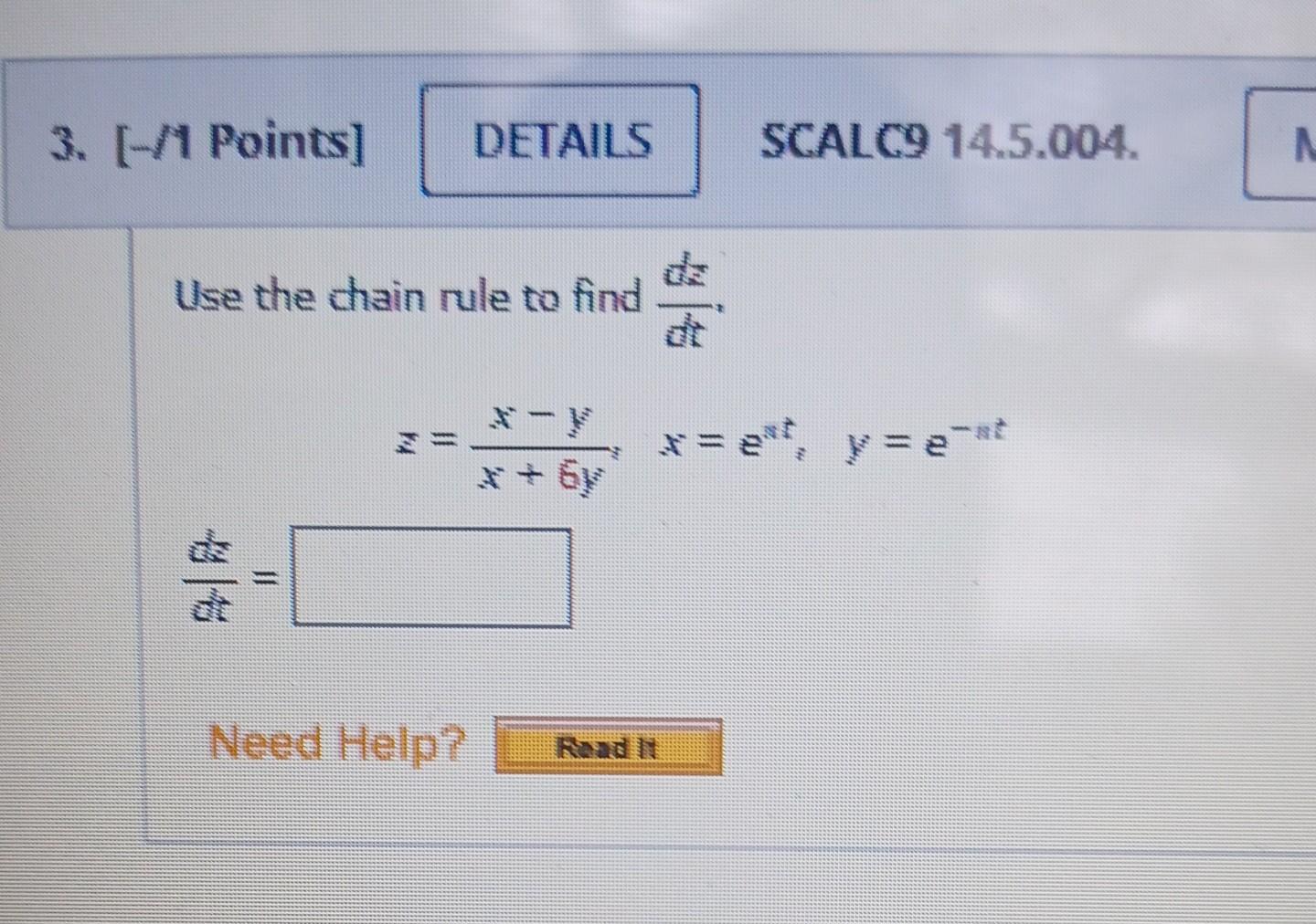 Solved Use the chain rule to find dtdz. | Chegg.com