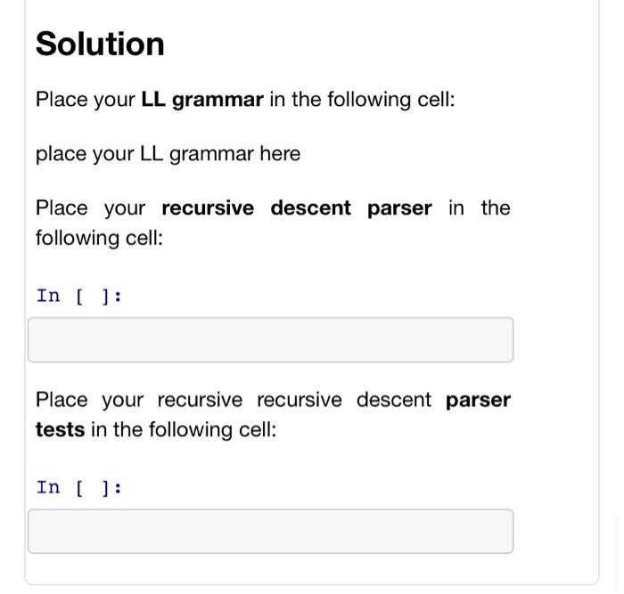 Problem In this project you write a recursive descent | Chegg.com