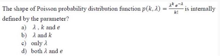 Solved The shape of Poisson probability distribution | Chegg.com