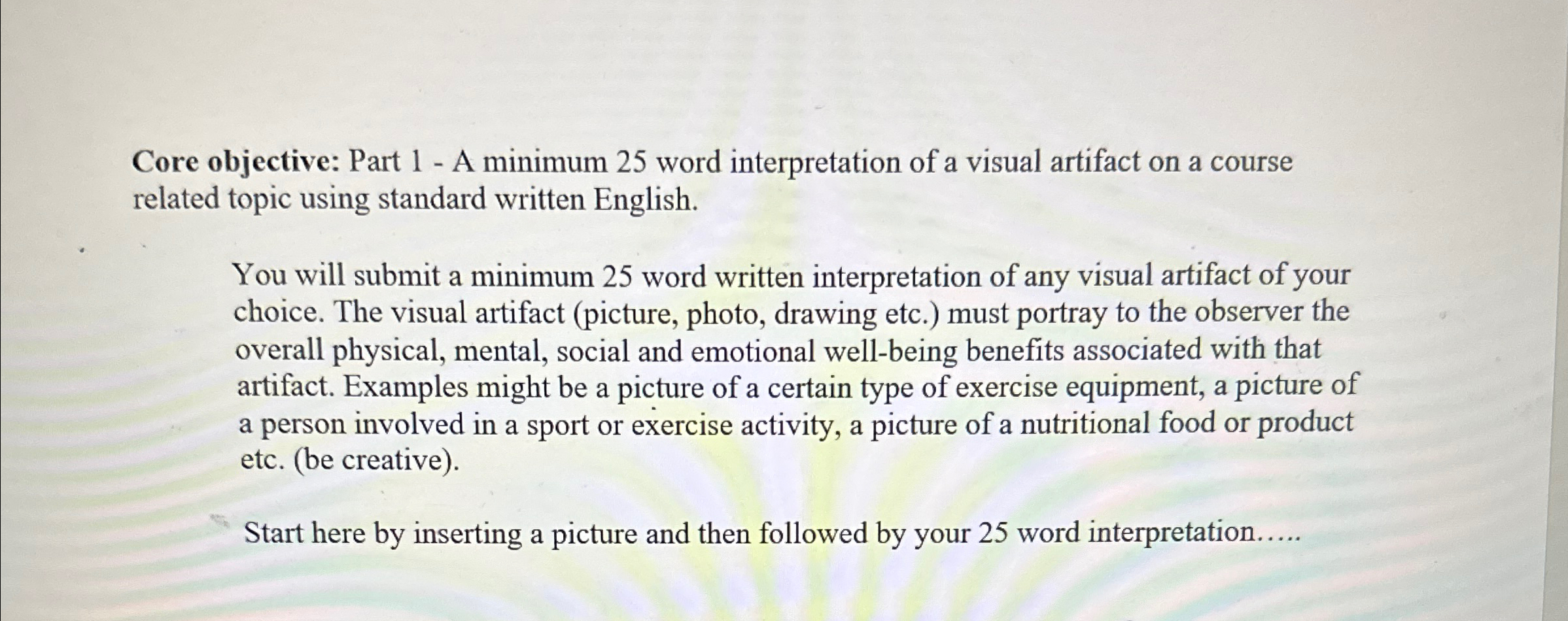 Solved Core objective: Part 1 - ﻿A minimum 25 ﻿word | Chegg.com