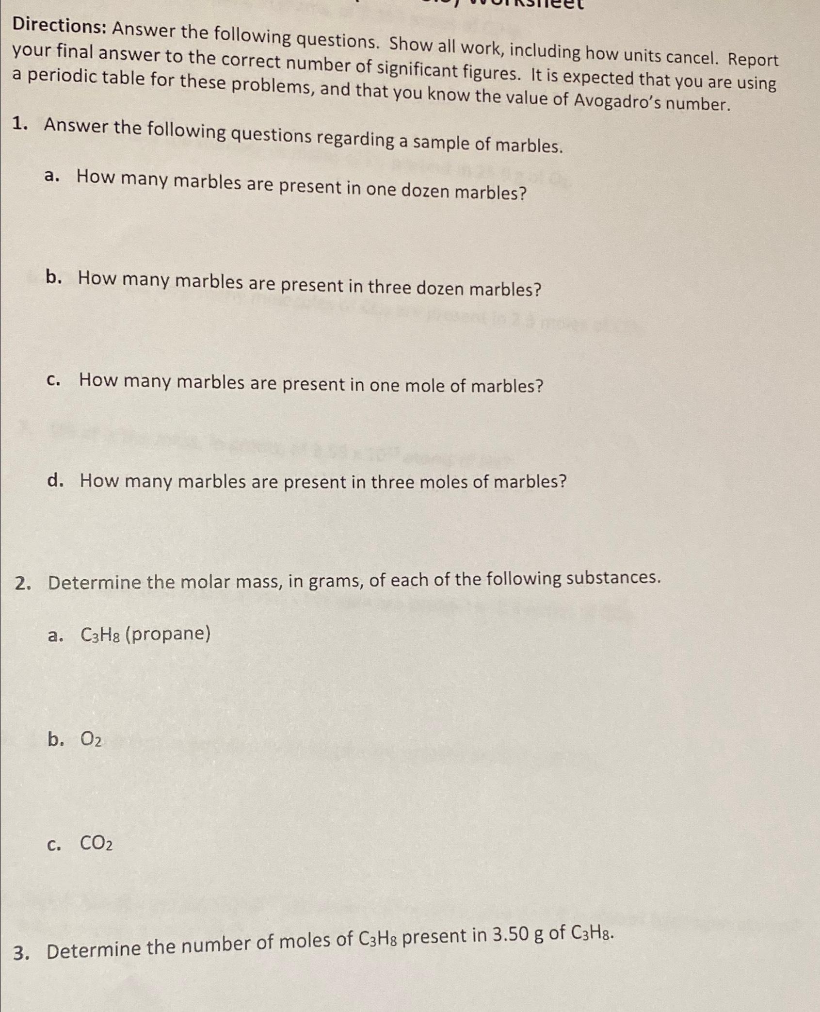 Solved Directions: Answer the following questions. Show all | Chegg.com