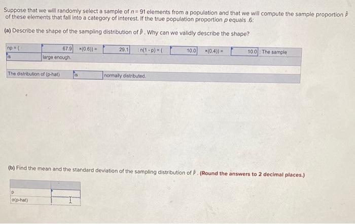 Solved Suppose that we will randomly select a sample of n=91 | Chegg.com