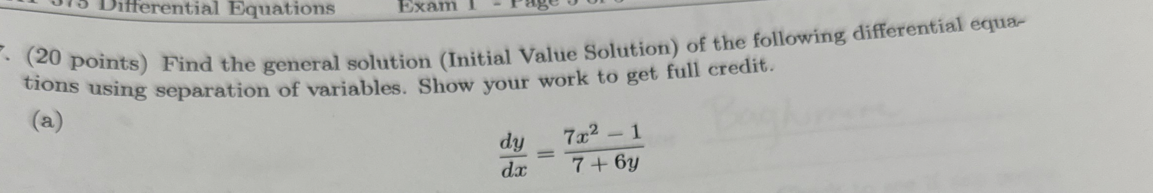 Solved Find The General Solution Initial Value Solution