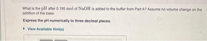 Solved What is the pH of a buffer prepared by adding 0.506 | Chegg.com