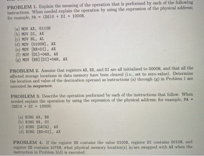 PROBLEM 1. Explain the meaning of the operation that | Chegg.com