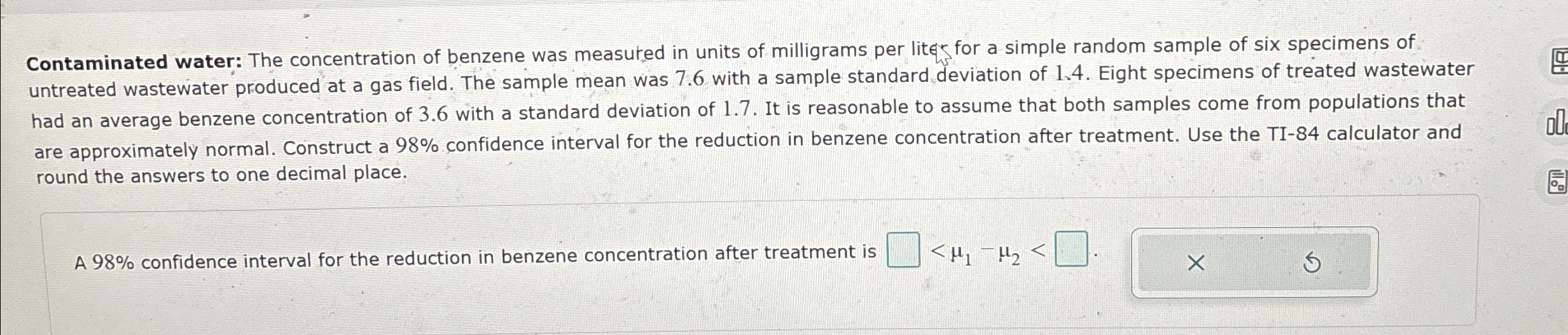 Solved Contaminated water: The concentration of benzene was | Chegg.com