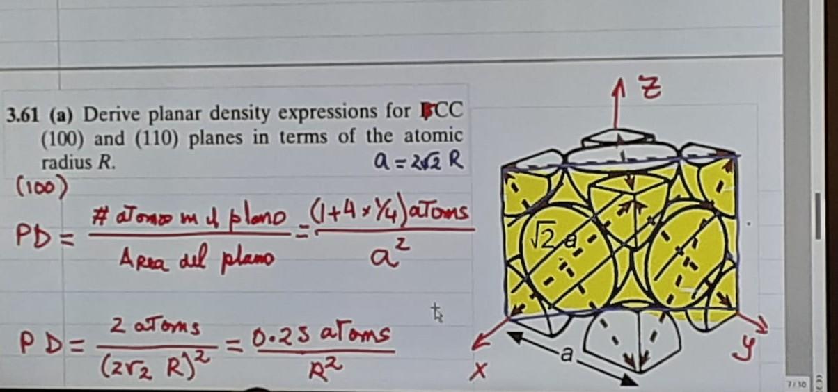 Solved derive linear density expressions for FCC "100" and | Chegg.com