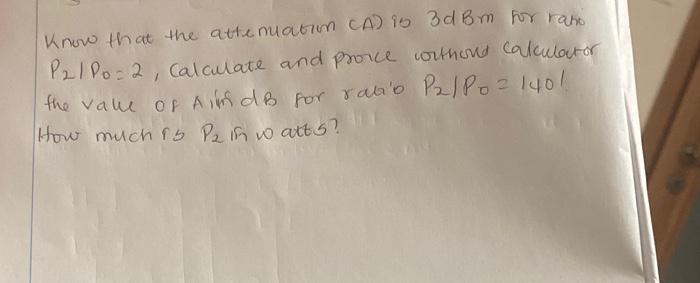 Solved Know that the attenuation (A) is 3 dBm for rato | Chegg.com