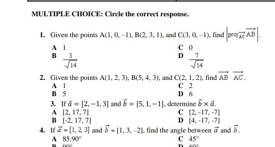 Solved MULTIPLE CHOICE: Circle the correct response. 1. | Chegg.com