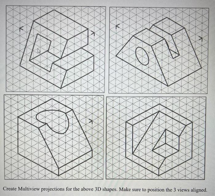 Solved create top, front and right views of each | Chegg.com