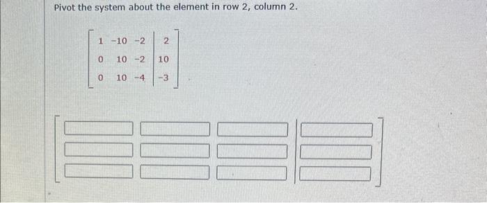 Solved Pivot the system about the element in row 2, column 2 | Chegg.com
