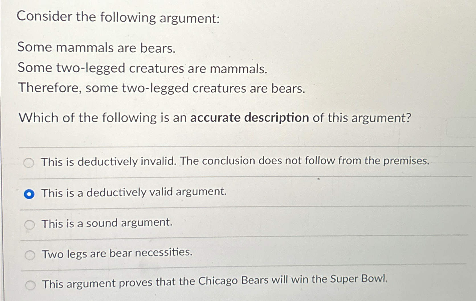Solved Consider the following argument:Some mammals are | Chegg.com