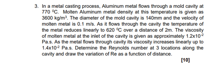 Solved In a metal casting process, Aluminum metal flows | Chegg.com