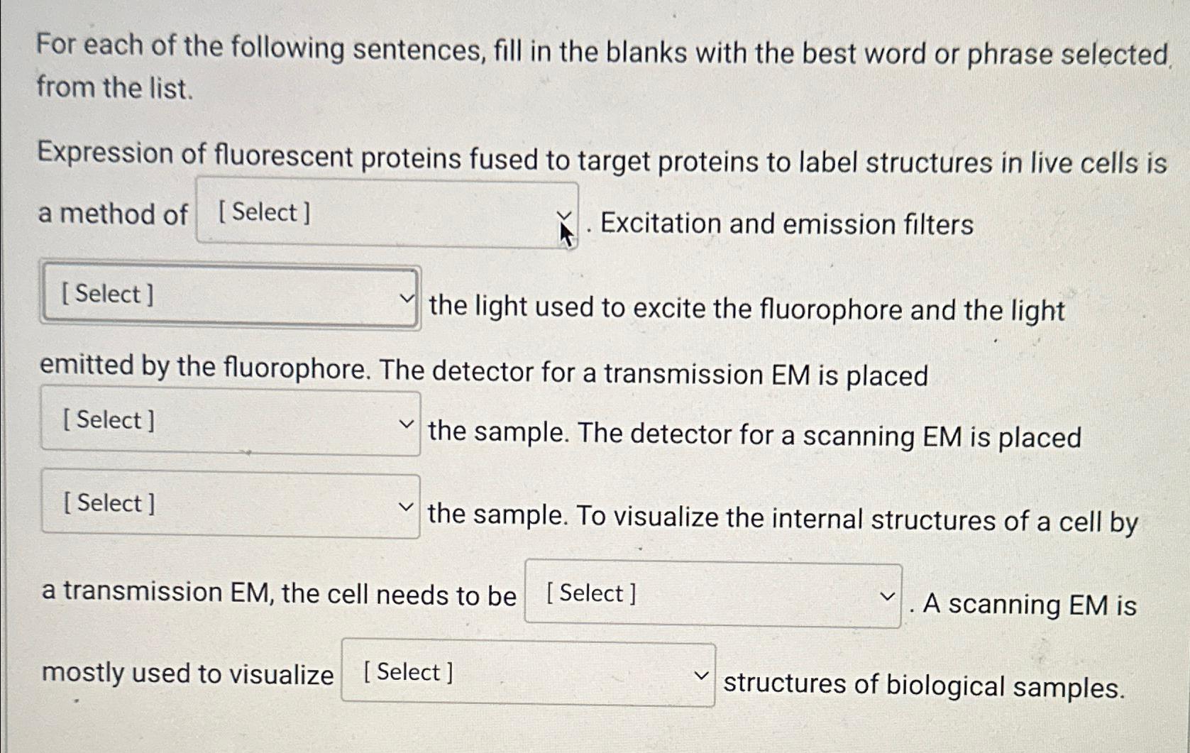 Solved For each of the following sentences, fill in the | Chegg.com