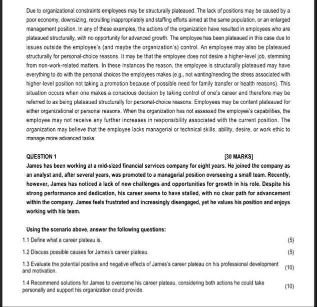 Solved Due to organizational constraints employees may be | Chegg.com