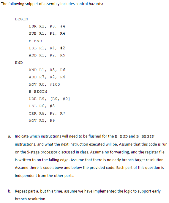 Solved The following snippet of assembly includes control | Chegg.com