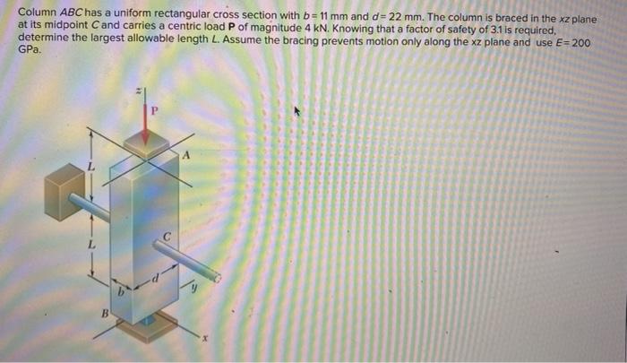 Solved Column ABC has a uniform rectangular cross section | Chegg.com
