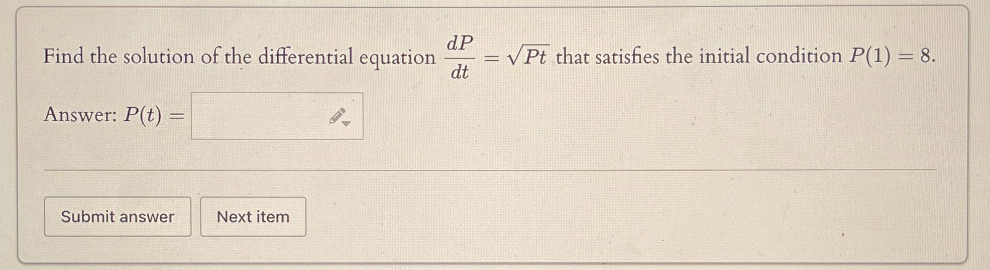 Solved Find the solution of the differential equation | Chegg.com