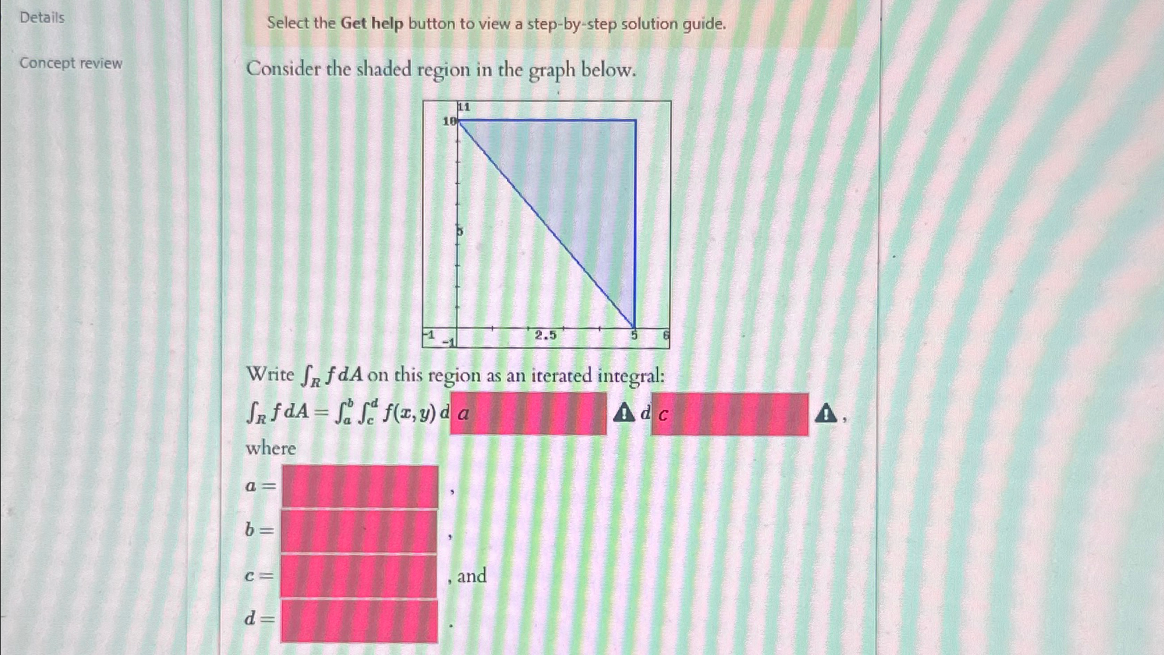 Solved DetailsConcept reviewSelect the Get help button to | Chegg.com
