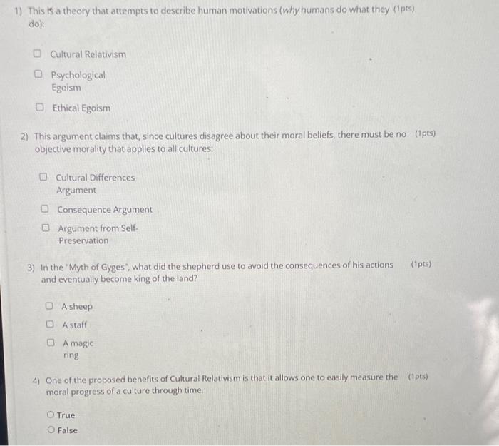 Solved 1) This is a theory that attempts to describe human | Chegg.com