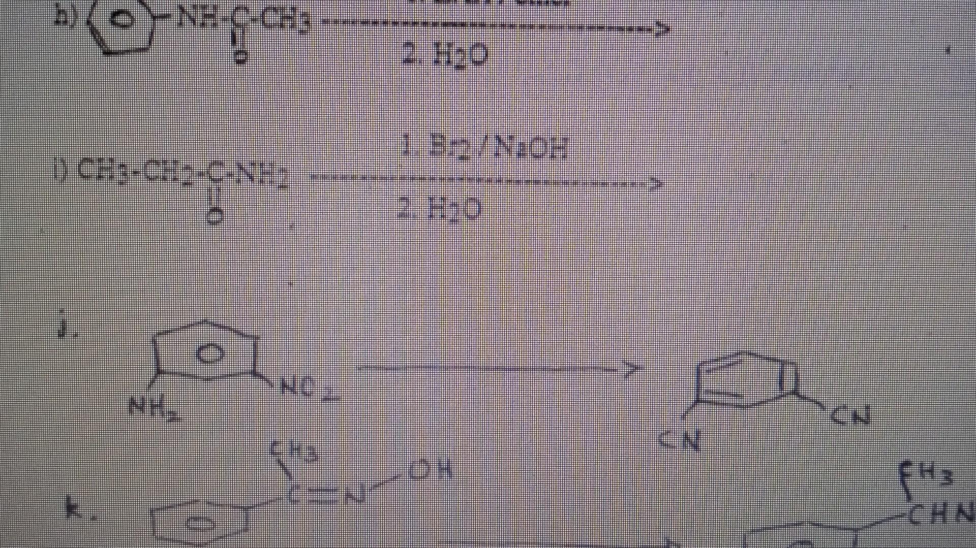 Solved b) (0)−NH−C0−CH3,CHNH2H2O j. | Chegg.com