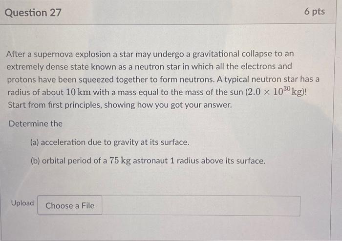 Solved After a supernova explosion a star may undergo a | Chegg.com