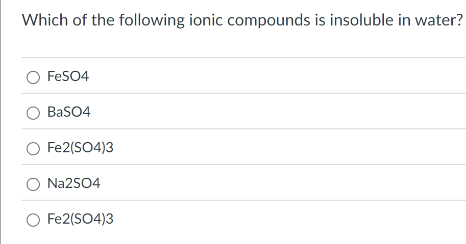 Solved Which of the following ionic compounds is insoluble | Chegg.com