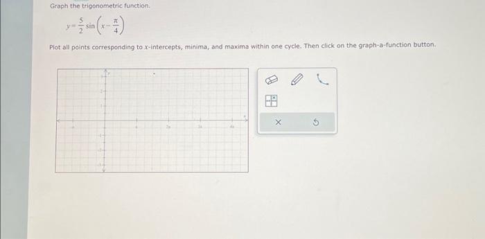 Solved Graph the trigonometric function. y= sin x-- 5 2 TU 4 | Chegg.com