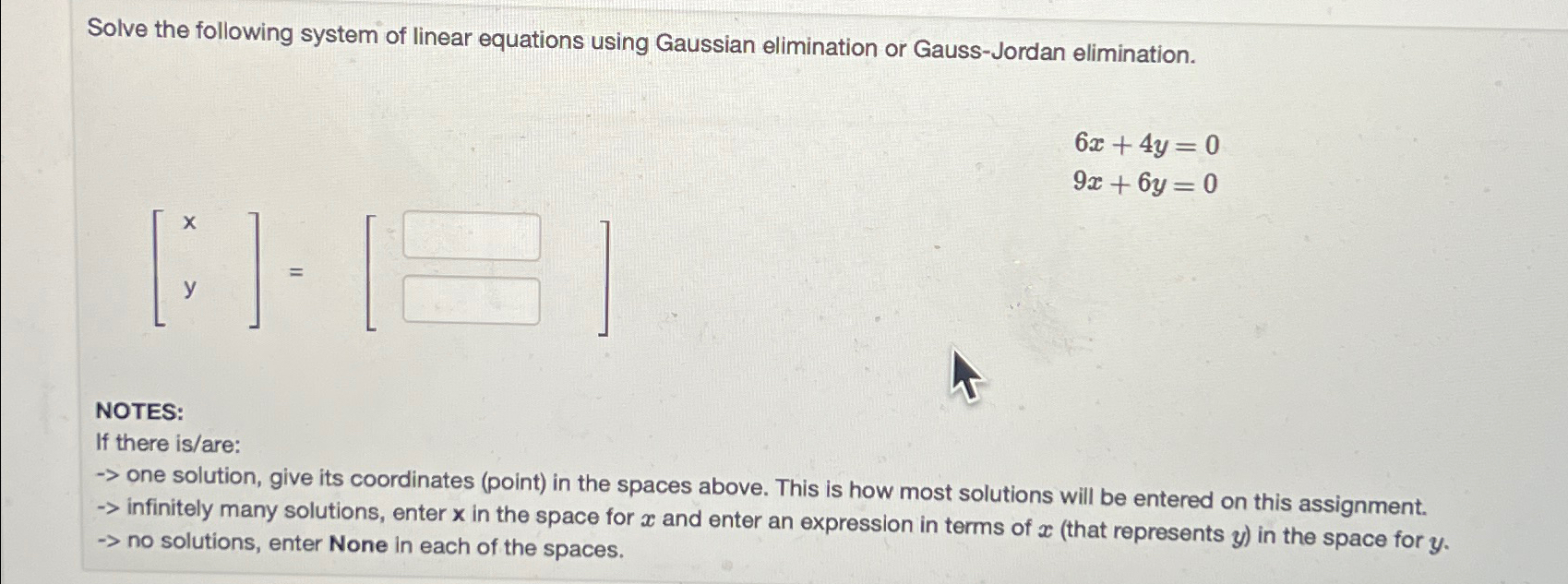 Solved Solve the following system of linear equations using | Chegg.com