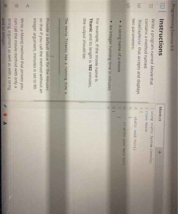 Solved Programming Exercise 8-8 Movie.cs + Eill B | Chegg.com