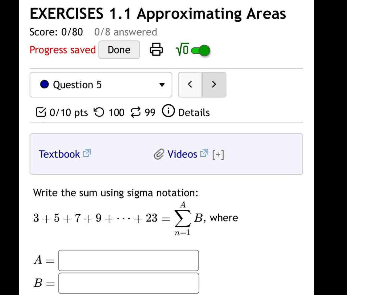 Solved EXERCISES 1.1 ﻿Approximating AreasScore: 0/80 0/8 | Chegg.com