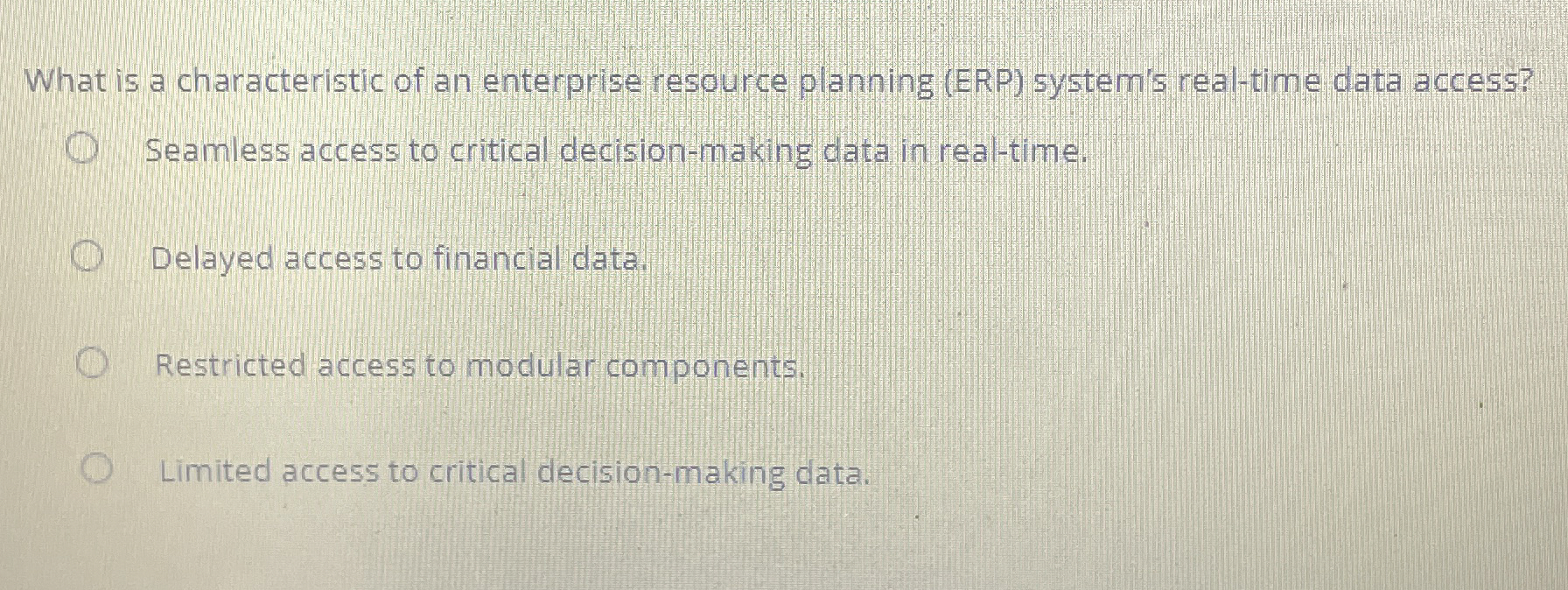 Solved What is a characteristic of an enterprise resource | Chegg.com