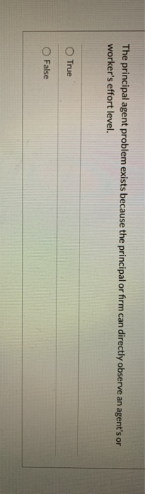 Solved The principal agent problem exists because the | Chegg.com