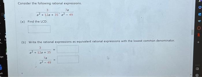 Solved Consider the following rational expressions. 2 3b b2 | Chegg.com