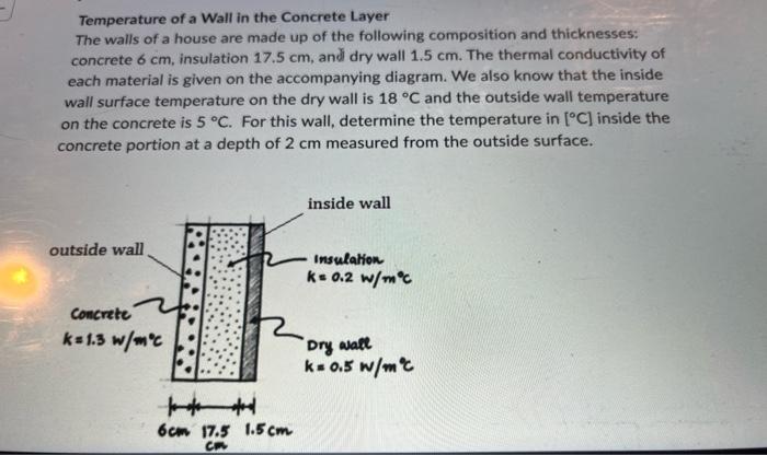 Solved Temperature of a Wall in the Concrete Layer The walls | Chegg.com