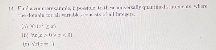 Solved 14. Find a counterexample, if possible, to these | Chegg.com