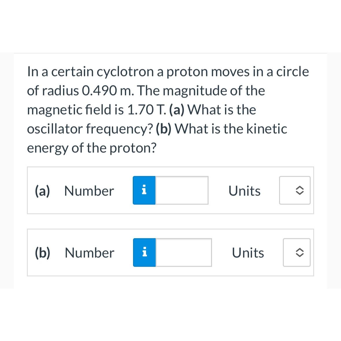 Solved In a certain cyclotron a proton moves in a circle of | Chegg.com