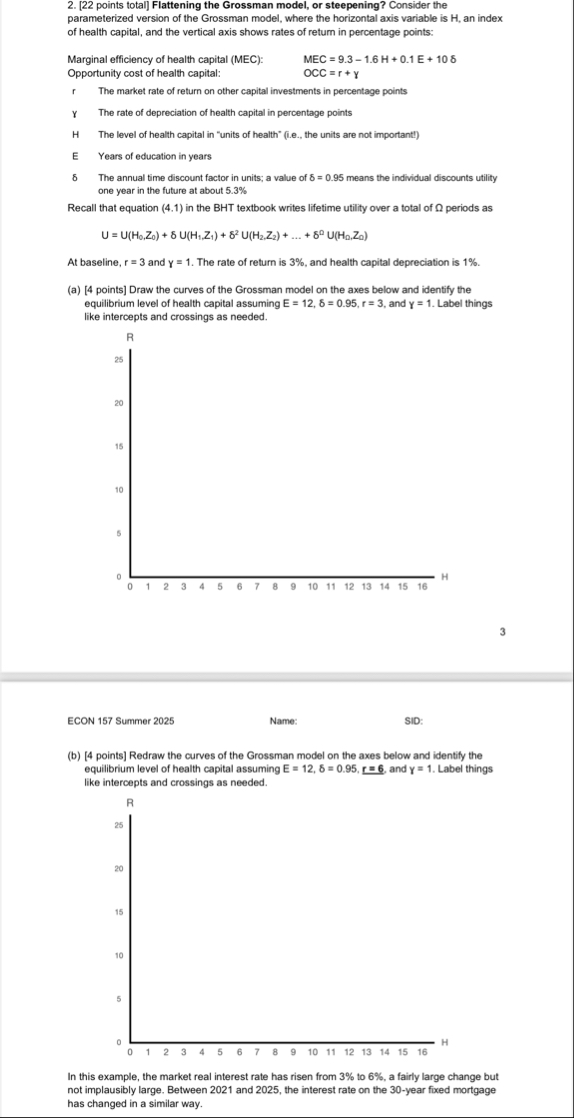 Solved [22 ﻿points total] ﻿Flattening the Grossman model, or | Chegg.com