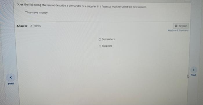 Solved Does the following statement describe a demander or a | Chegg.com
