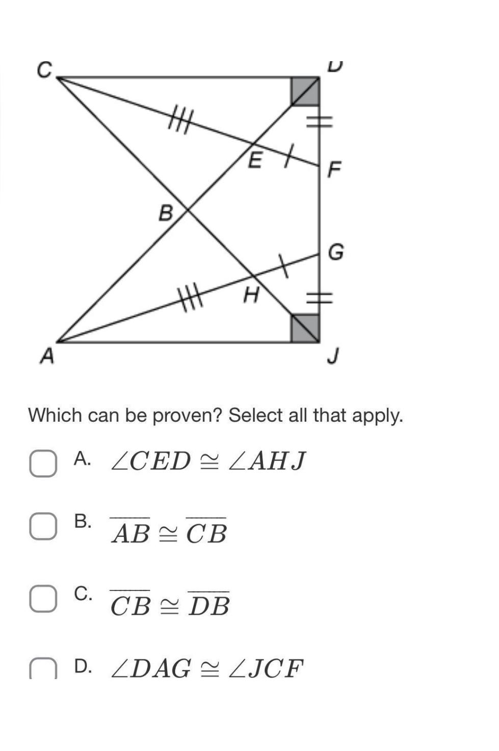 Solved Which can be proven? Select all that apply. | Chegg.com