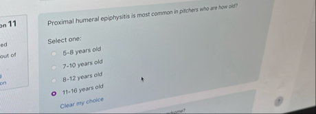 Solved Proximal humeral epiphysitis is most common in | Chegg.com