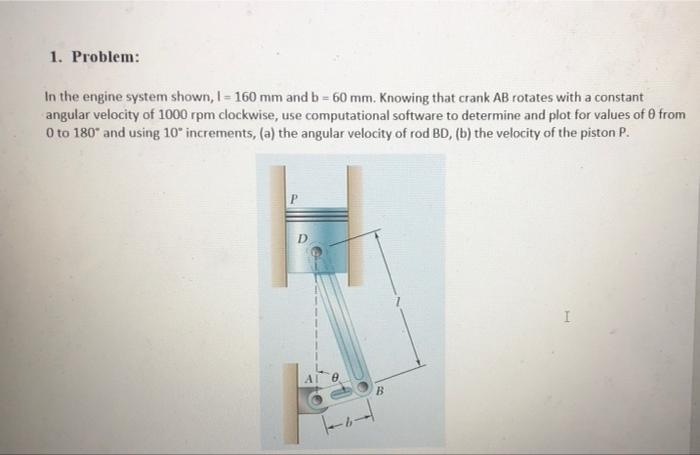 Solved 1. Problem: In the engine system shown, 1 = 160 mm | Chegg.com